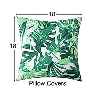Pack 2 Tropical Outdoor Waterproof Pillow Covers 18x18 inch Patio Furniture Pillows for Couch Tent,Blue