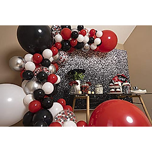 115pcs Red Black and White Balloon Arch Kit for Red and Black Birthday Party Decorations – Red and Black Balloons for White Black and Red Balloon Garland Kit – Graduation Black and Red Balloons