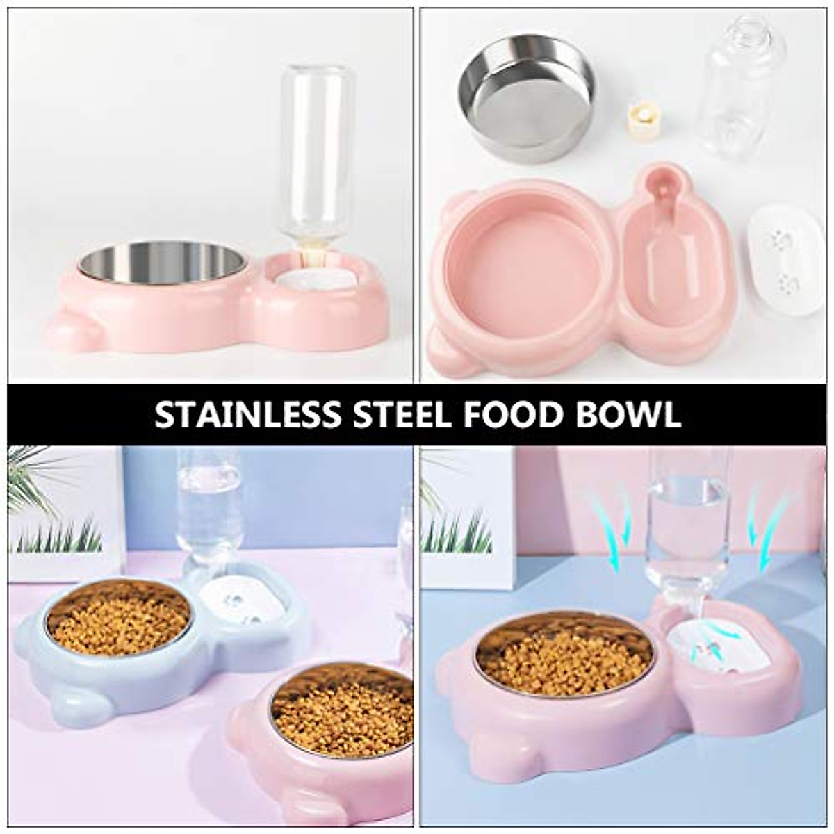 balacoo Water Food Bowls Cat Dog Water Food Dispenser Set Automatic Pet Water Feeder Food Bowl Container