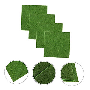 Happyyami 16 Pcs Artificial Turf Grass Garden Grass Turf Tiles Grass Tiles for Balcony Faux Plants Greenery Artificial Grass Outdoor Carpet Aquarium Grass Mat Fake Grass Fish Tank Succulents