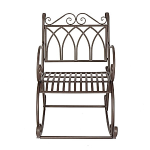 JHUS Patio Iron Rocking Chair Porch Garden Rocker Seat Petals Pattern Dining Armchair Quir Chair Rocking Chair Rocker Chair Rocker Camp Chair Rocker Recliner Rocking Camp Chair Rocking Chairs