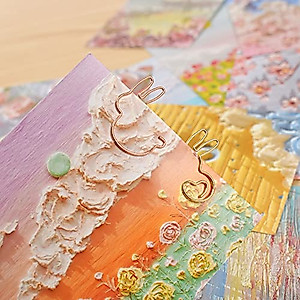 IUAQDP 50 Pieces Rabbit Shape Paper Clip, Cute Metal Bunny Shape Bookmark Clamp, Decorative Animal Shape Page Marker for Document Invitation Card Planner Organization School Office Party, Rose Gold