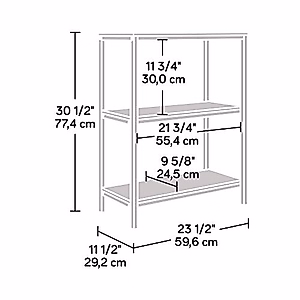 Sauder North Avenue 3 shelves Bookcase, Charter Oak finish, L: 23.47" x W: 11.50" x H: 30.47"