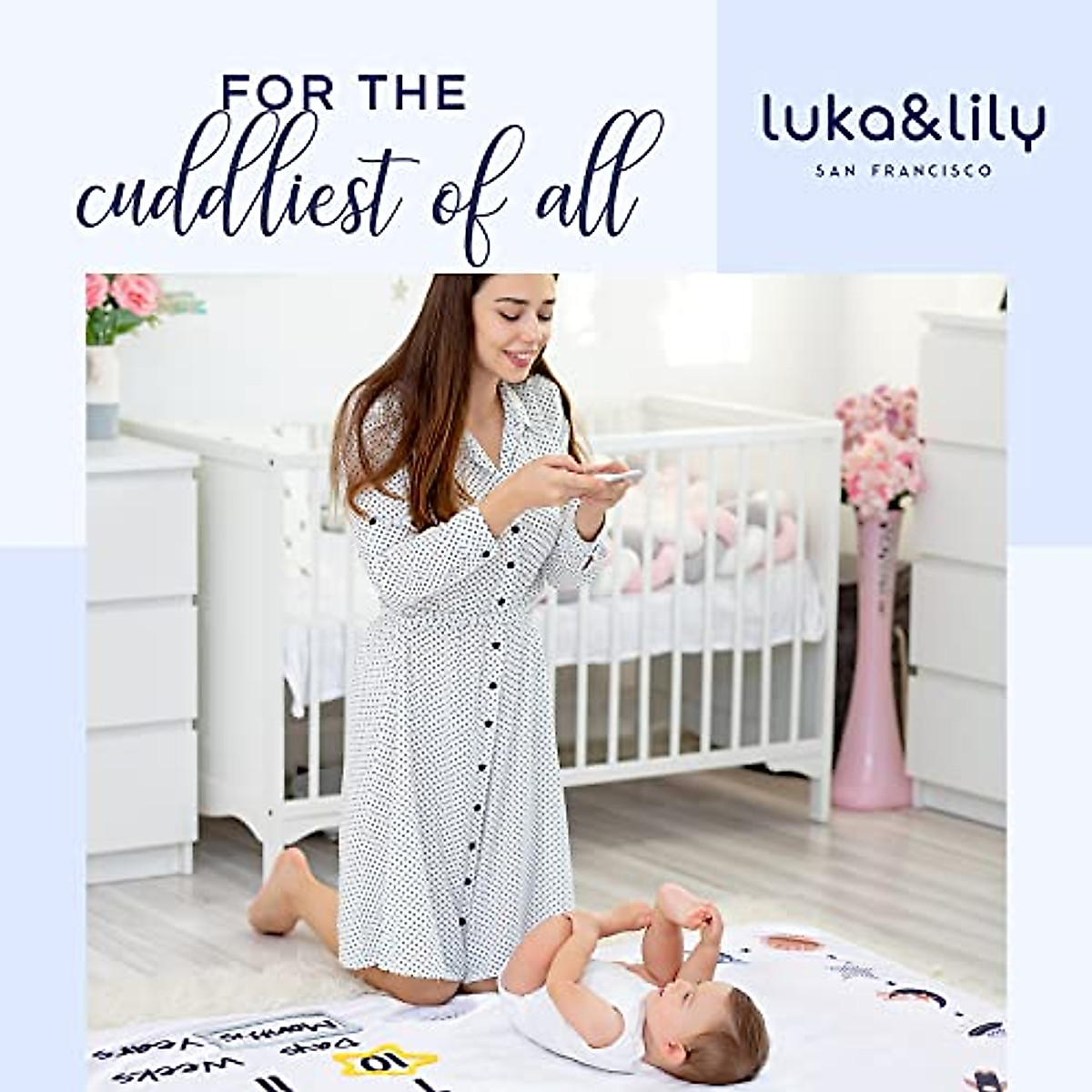 Luka & Lily Baby Milestone Blanket - Ultra Soft Fleece Monthly Milestone Blanket for Baby Girl and Boy - Perfect for Baby's First Year Growth Chart - Monthly Baby Milestone - Outer Space - 60"x40"