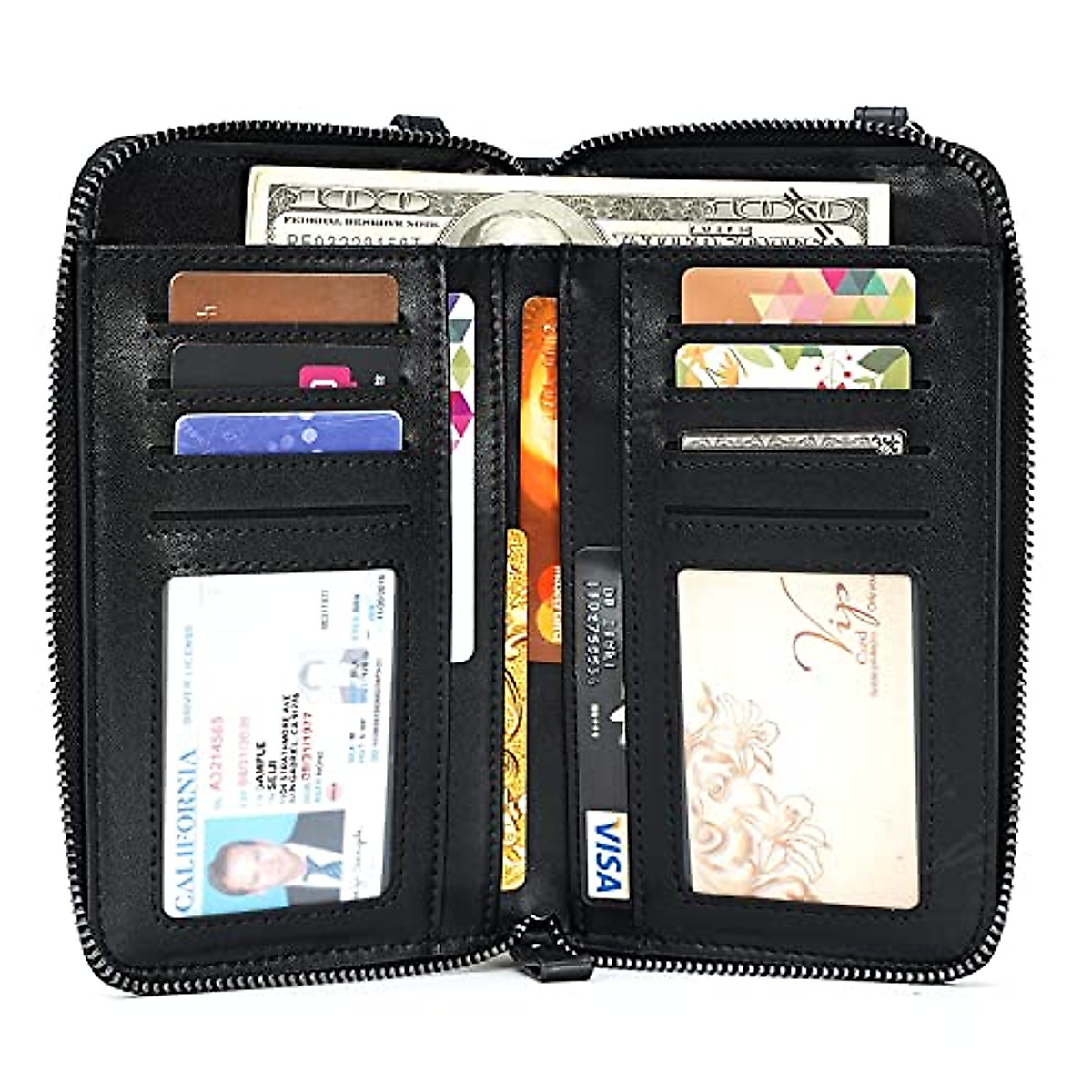 Niaiu Full Grain Leather Cell Phone Purse, Black Leather Small Crossbody Bags for Women, Lightweight Cute Purses for teen girls with RFID Blocking