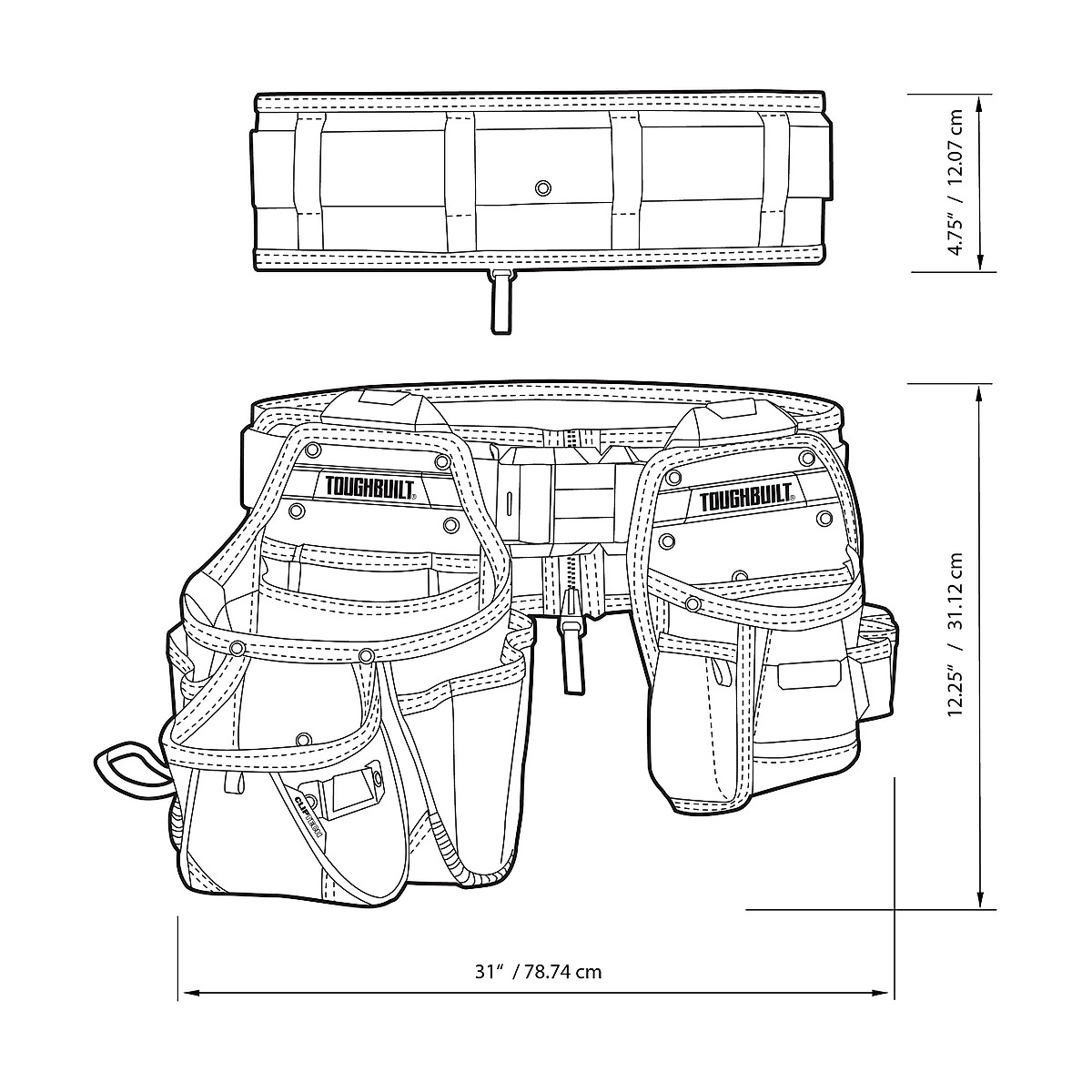 ToughBuilt - TB-CT-111-CP, ClipTech, 3pc Handyman Tool Belt Set