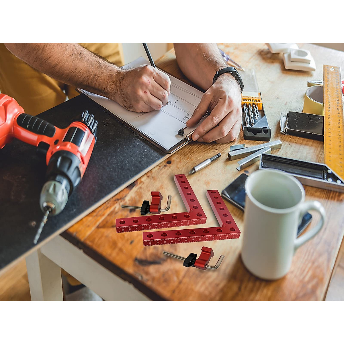 90 Degree Clamp Corner Square, 4PCS Carpenter Right Angle Clamp Woodworking Corner Clamping Tool for Box Cabinets 5.5" x 5.5"