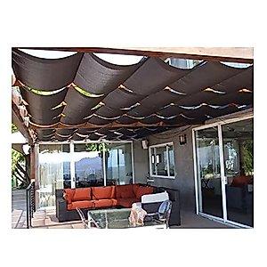 Pergola Shade Cover Retractable Canopy, Replacement Awnings Wave Sail Light Filter for Outdoor Deck Porch Patio Slide Hang (Color : Brown, Size : 0.8x7m)