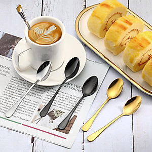 12 Pcs Demitasse Espresso Spoons Set, 4.7" Mini Coffee Spoons, Tiny Spoons, Stainless Steel Small Spoons for Dessert, Appetizer, Small Sugar Spoons, Dishwasher Safe