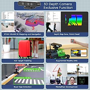 Hiwonder ROS JetTank Robot for Jetson Nano 3D and Lidar Mapping Navigation Touch Screen Python Programming AI Tank Kit (Standard kit with SLAMTEC A1 Lidar)