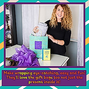 PURPLE LADYBUG 10 Premium Large Gift Bags for Presents with Handles - Unique Gift Bags Large Size with 5 Designs - Assorted Mothers Day Gift Bags - Great Birthday Gift Bag, Easter Gift Bags, & More