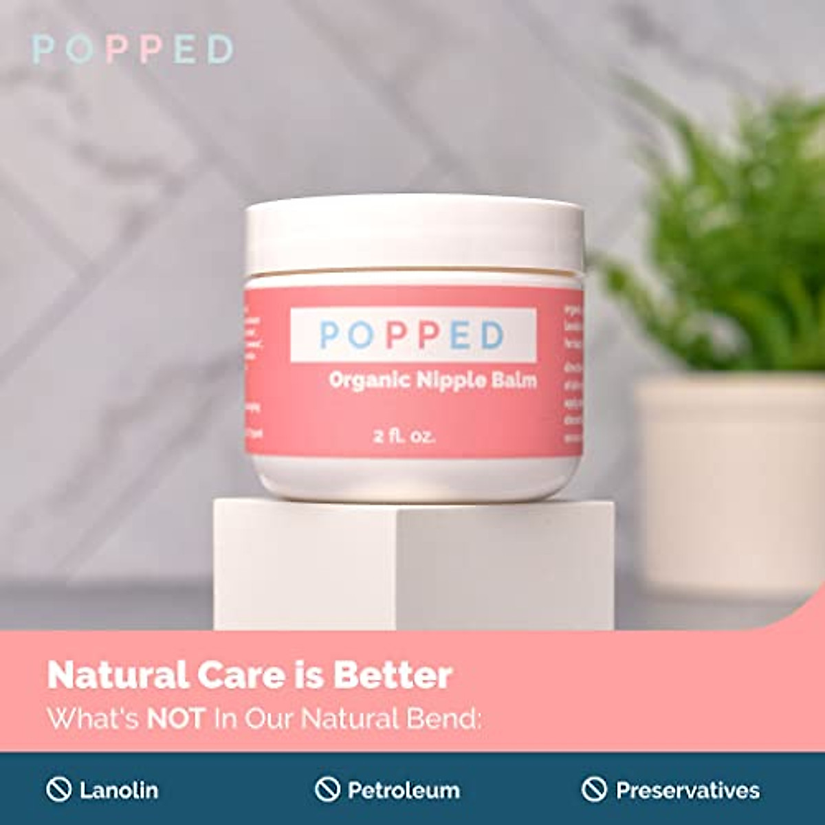 Popped Organic Nipple Butter | Moisturizing Nipple Cream for Sore, Dry, and Cracked Nipples | Postpartum Essential Balm for Breastfeeding, Nursing (2 fl oz)