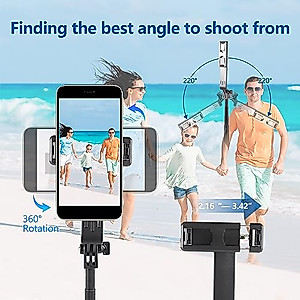 60" Phone Tripod, Selfie Stick Tripod with Remote Extendable All-in-1 Travel Light Phone Tripod Stand, Portable Camera Tripod Compatible with iPhone Android Camera GoPro