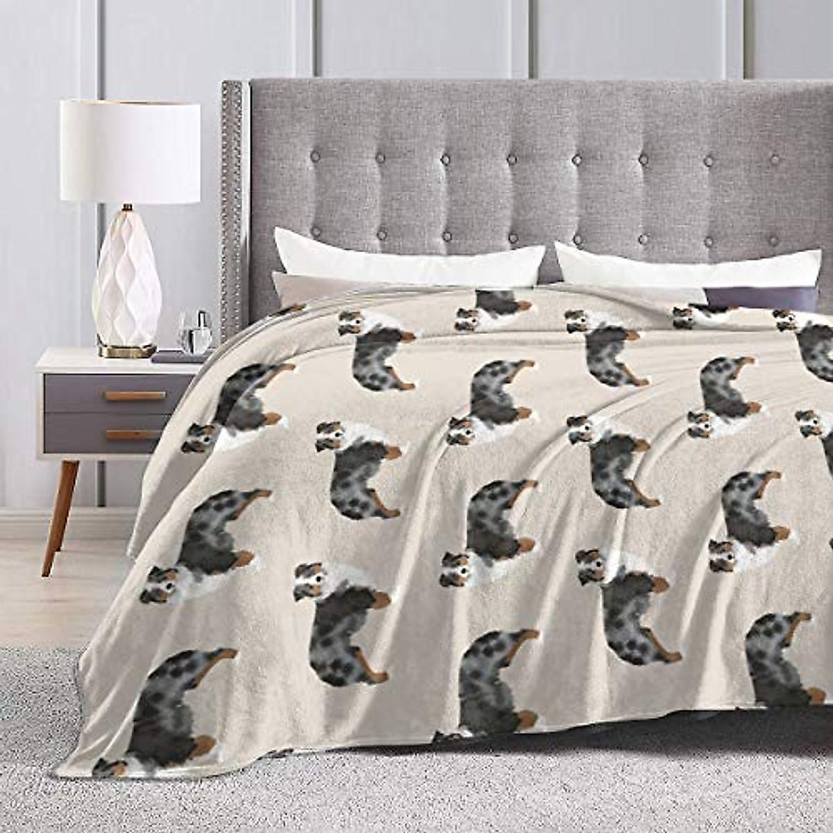 KZEMATLI Australian Shepherd Sherpa Fleece Blanket Throw for Home Office Travel Couch Sofa Warm Cozy Lightweight Fleece Bed Blanket Gift 50x40 inch