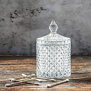 Maypink Crystal Diamond Faceted Jar with Crystal Lid,Suitable as A Candy Dish,Cookie Tin,Biscuit Barrel,Decorative Candy Jar Sugar Bowl (Crystal, Set of 2)