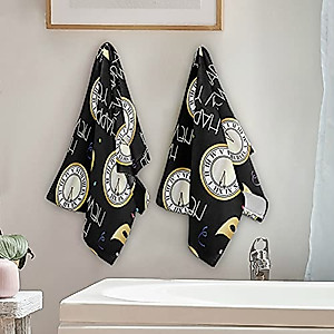 Hand Towel 2pack Happy New Year Clock 28x14.5 inch Ultra Soft Highly Absorbent Bath Towel Kitchen Dish Guest Towel Home Bathroom Decor