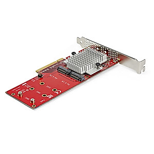 StarTech.com Dual M.2 PCIe SSD Adapter Card - x8 / x16 Dual NVMe or AHCI M.2 SSD to PCI Express 3.0 - M.2 NGFF PCIe (M-Key) Compatible - Supports 2242, 2260, 2280 - JBOD - Mac & PC , TAA (PEX8M2E2)
