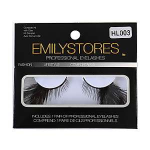 EMILYSTORES Black-Wing Faux-Feather Costume Eye Lashes For Halloween, Dramatic Eyelashes, Party Looking, 1 Pair