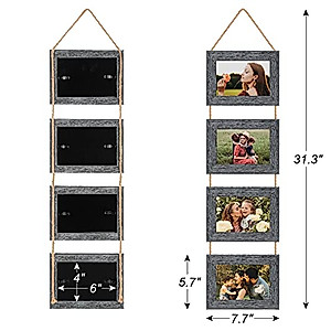 snzimtty Hanging 4 picture frame Collage 4x6,Distressed Wood Farmhouse Finish,Four Photo Frame 4x6 with High Definition Glass for Desk,Grey Wood Grain