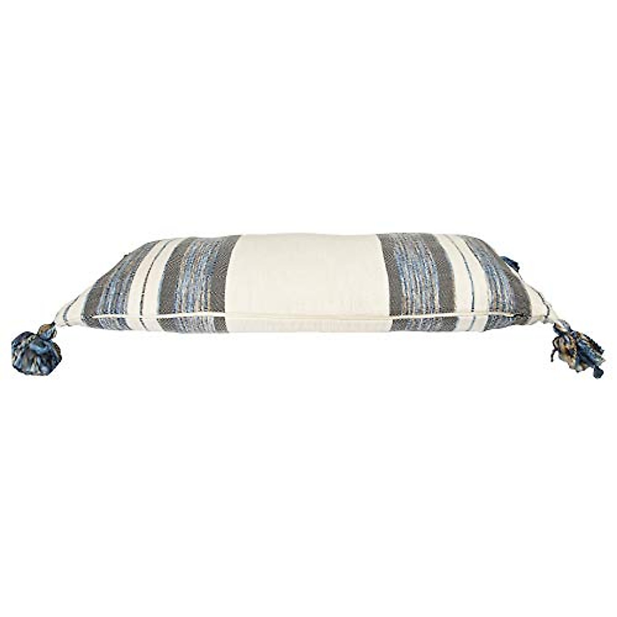 Creative Co-Op Blue, Grey & Cream Striped Cotton Blend Lumbar Tassels Pillows, 1 Count (Pack of 1)