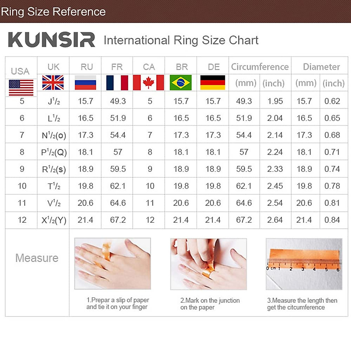 KUNSIR 925 Sterling Silver Rings Classic Cubic Zirconia Eternity Promise Statement Anniversary Wedding Bands Engagement Rings for Women Infinity Forever Love Ring Size 7-9
