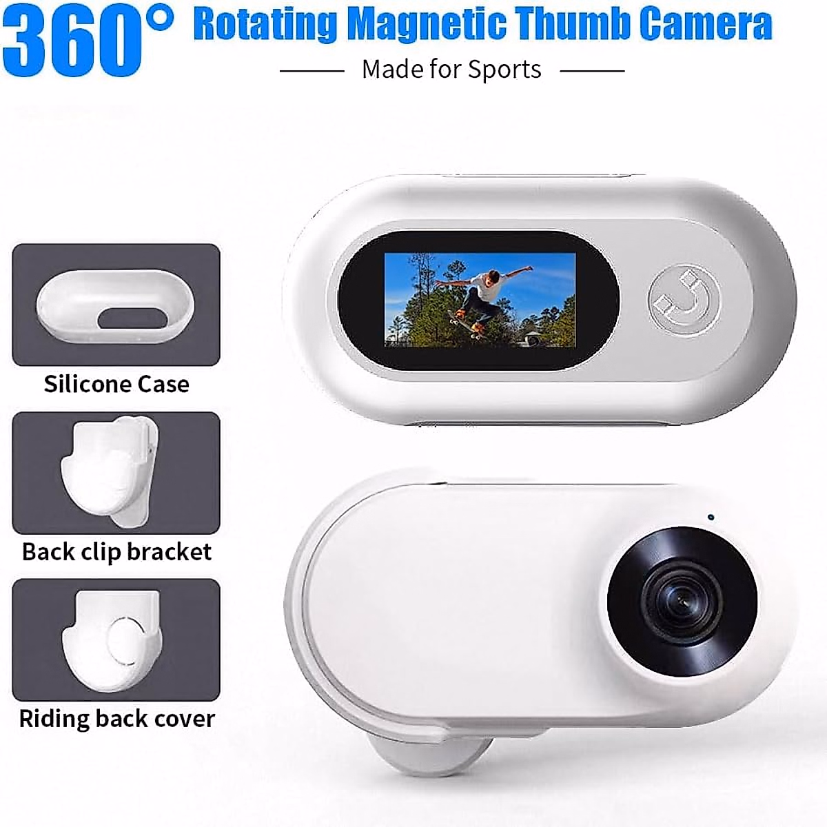 Kolarmo HD 1080P Thumb Motion Sport Camera,Thumb Motion Camera,1080p Mini Action Camera High Clear Sports Recorder Camera Waterproof with Screen Support Photo/Video/Playback Loop