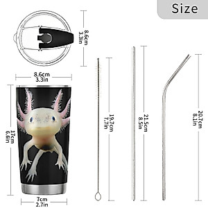 Yasala Tumbler Axolotl Insulated Coffee Cup Back to School Beverage Container Office Travel Mug with Straw and Lid Double Wall Stainless Steel 20oz