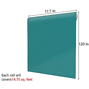 Decotalk Teal Wallpaper Stick and Peel 17.7x120 Green Wallpaper for Bedroom Teal Wallpaper for Walls Removable Contact Paper for Cabinets Solid Green Wall Paper Self Adhesive Contact Paper Teal Vinyl