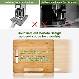 Appliances Slider Mat for Countertop & Under Cabinet,100% Bamboo Sliding Tray for Coffee Pot/Coffeemaker/Ice Maker/Air Fryer/Kitchen Aid Mixer etc,Simple Functional & 360° Easy Moving 16" X 13"in