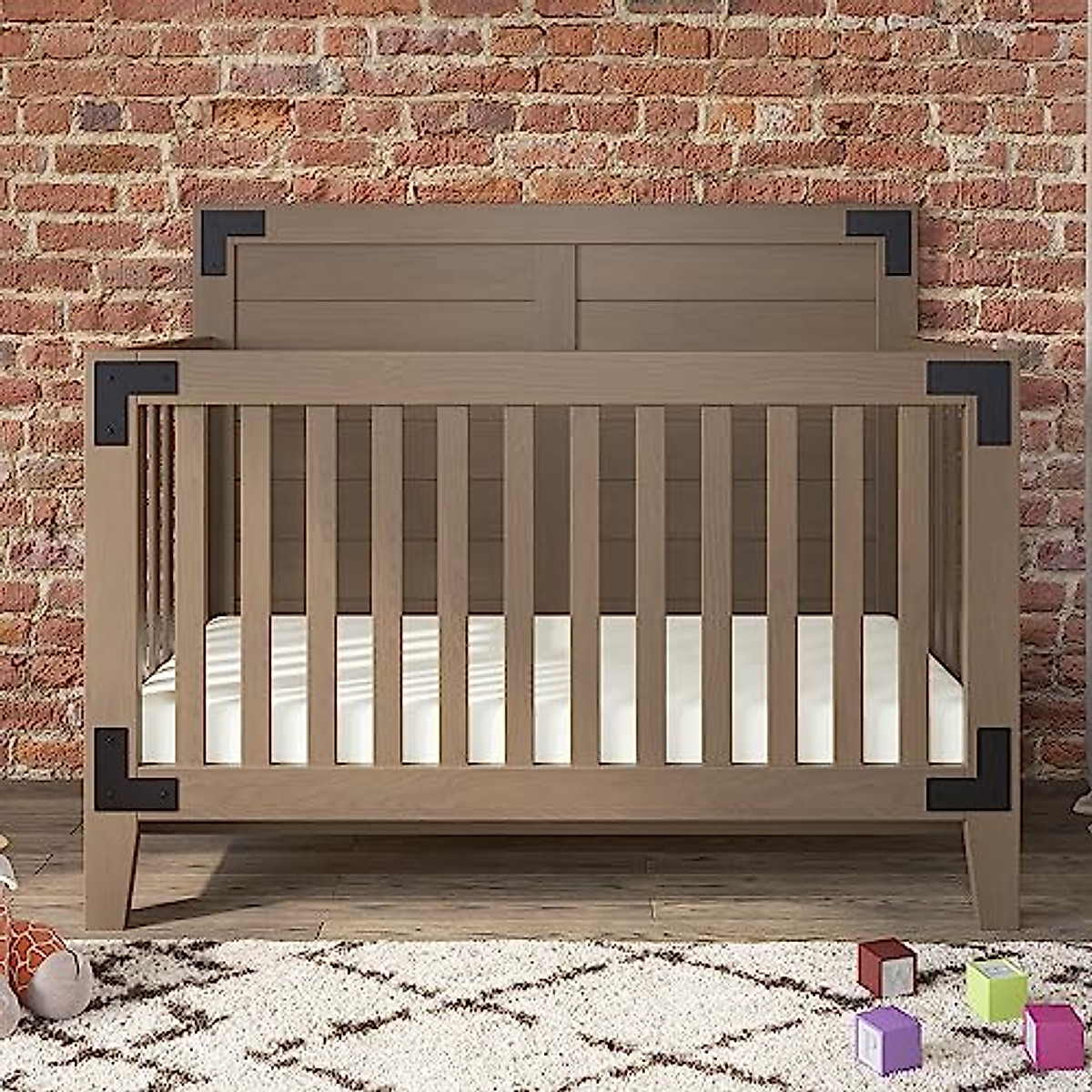 Child Craft Lucas 2-Piece Nursery Set with 4-in-1 Convertible Crib and 3 Drawer Dresser, Rustic, Modern Farmhouse (Dusty Heather)