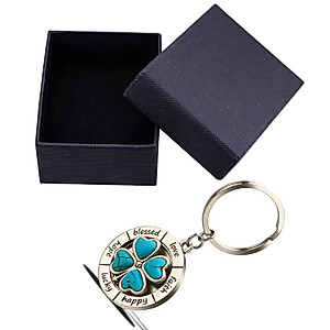 XinSiChen Stainless Steel Key Chain Lucky Spinning Four Leaf Clover Key Ring Novelty Gift for Girlfriend Boyfriend BFF Mom Daughter
