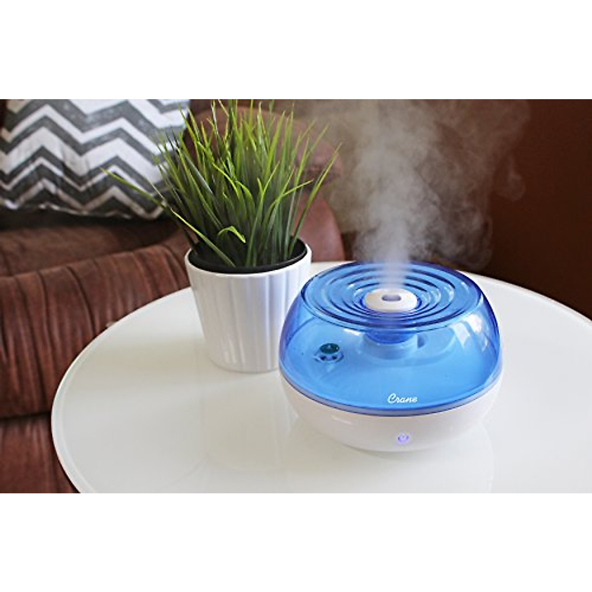 Crane Personal Ultrasonic Cool Mist Humidifier, for Home Bedroom Hotels Travel and Office, 0.2 Gallon, Filter Free, Blue and White