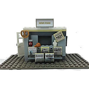 Building Bricks Toys Blocks Newsstand & Fast-Food Ice Cream Corner-Compatible with All Brands-MOC Minifigure City Town Village AFOL 10x20 Baseplate