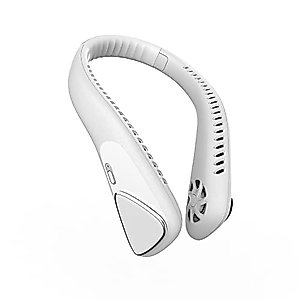 Jialexin Personal Neck Fan, Neck Fans Portable Rechargable 6000mAh Battery Operated Wearable Bladeless Neck Fan-3 Speeds (White)