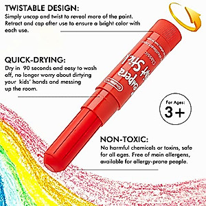 Tempera Paint Sticks, 32 Colors Solid Tempera Paint for Kids, Super Quick Drying, Works Great on Paper Wood Glass Ceramic Canvas