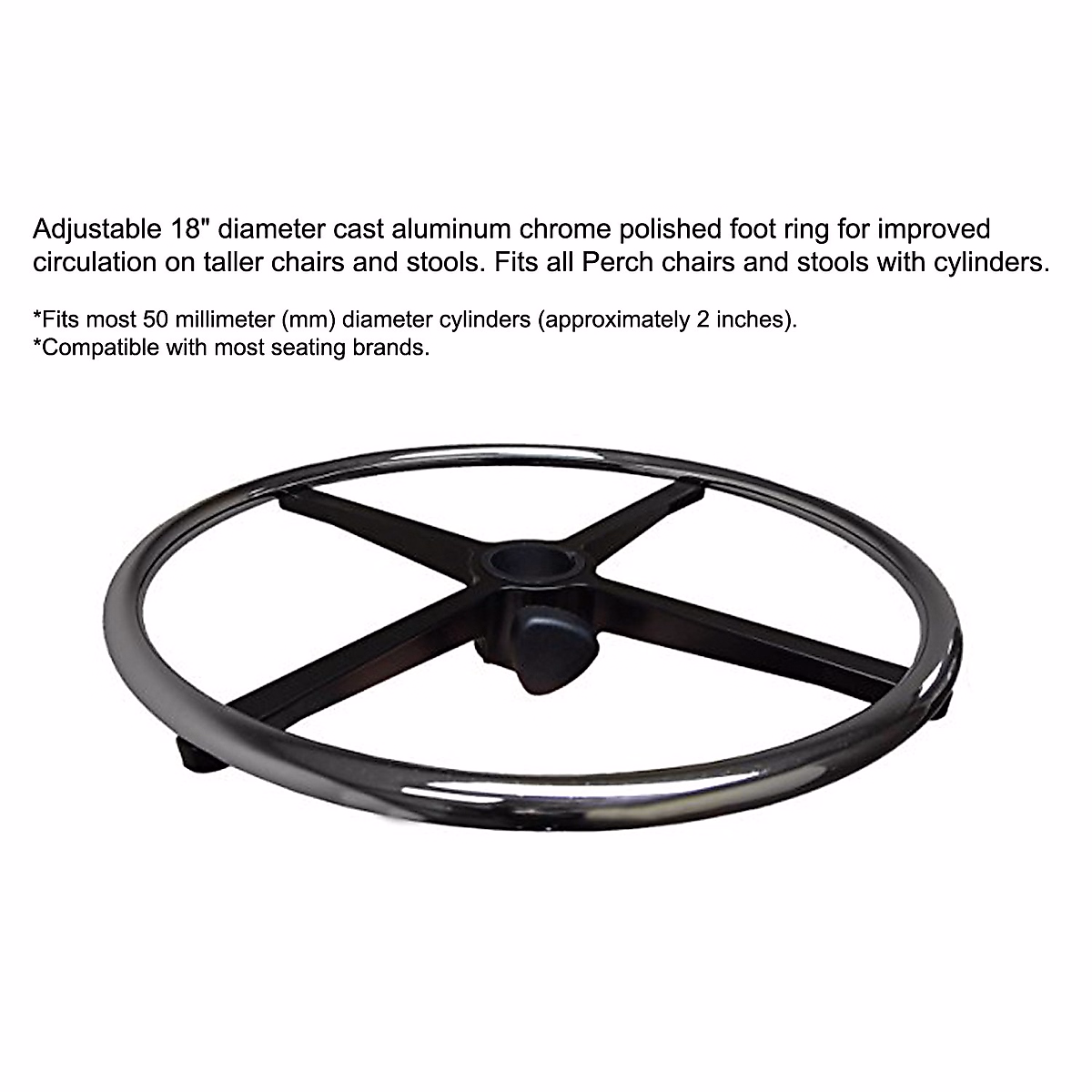 Perch Dental Stool Adjustable Height with Procedure Arm and Foot Ring, Stationary Caps, Workbench Height (Gray Vinyl)