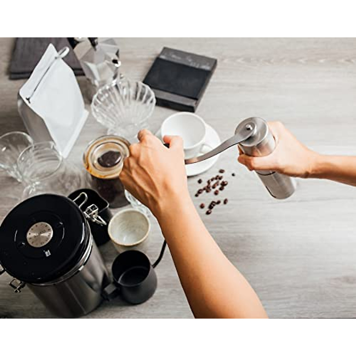 Mixpresso 16Oz Coffee Canister, Stainless Steel Airtight Coffee Container, Ground Coffee Bean Storage with Date Tracker, Vacuum Sealed Espresso Airtight Container, Coffee Jar, Sugar Container