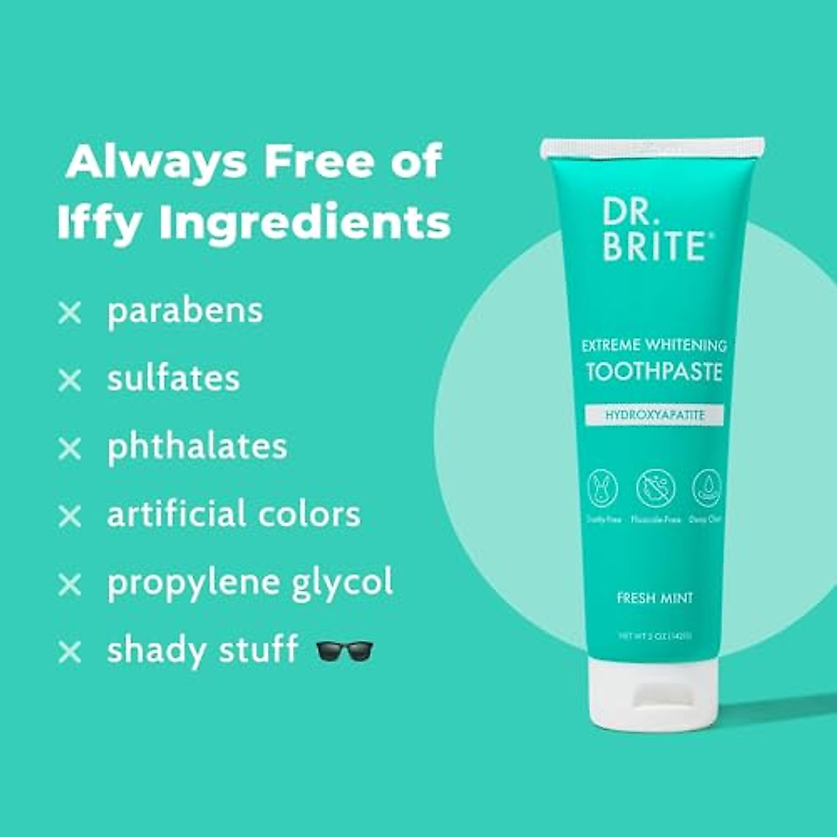 Dr. Brite Whitening Hydroxyapatite Toothpaste, Fluoride and Sulfate Free, Doctor Formulated with Plant-Based Ingredients, Mint, 5 oz - 3 Pack