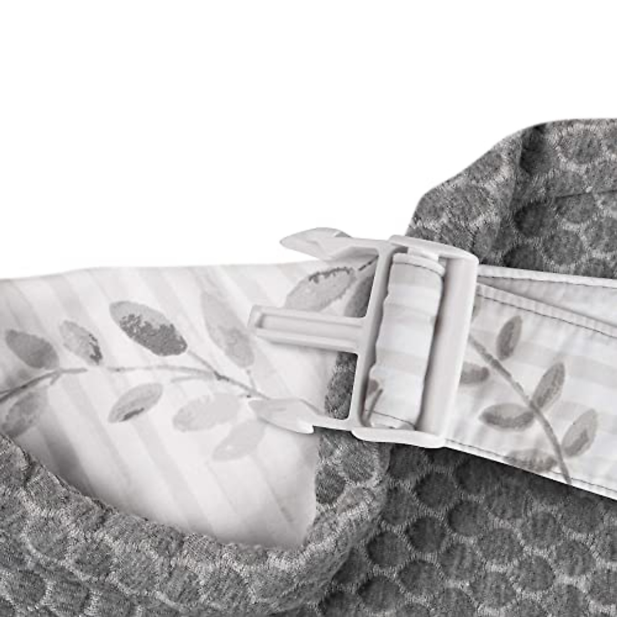 Boppy Nursing Pillow Best Latch, Gray Pennydot Leaf Stripe, Lactation Consultant Created, Firm Contoured and Plush Sides for Breastfeeding Options, Padded Belt, Plus Sized to Petite, Machine Washable