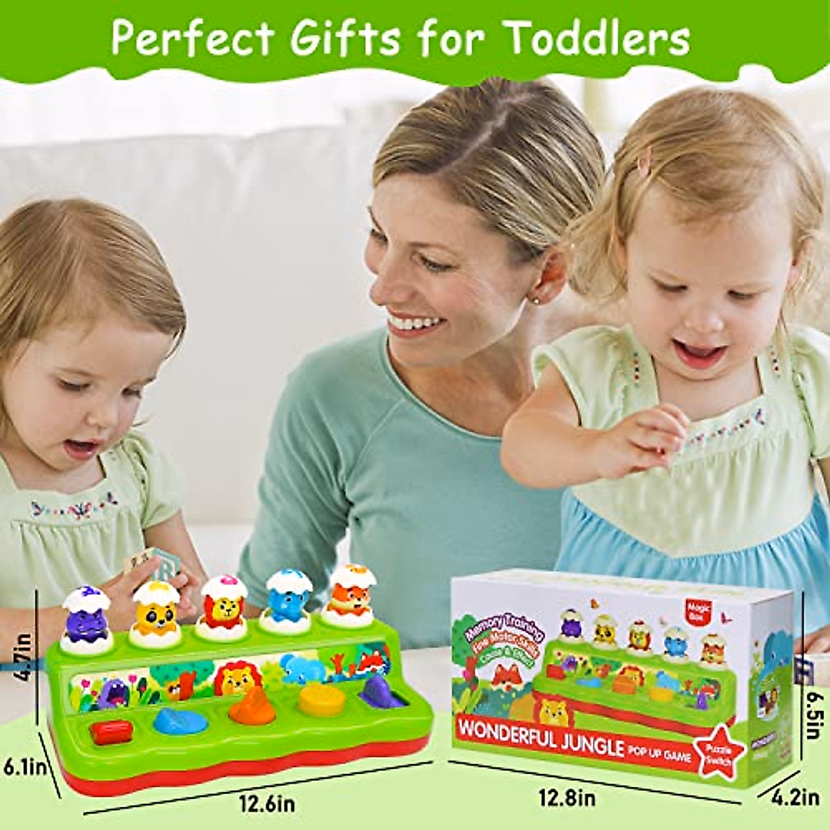 Cieyan Interactive Pop Up Animals Toy with Music and Light, Animal Sound, Hammer, Baby Toys 12-18 Months 9+ Months, Cause and Effect Toys for 1 Year Old Boy Girl Toddler Toys Age 1-2 Baby Musical Toys