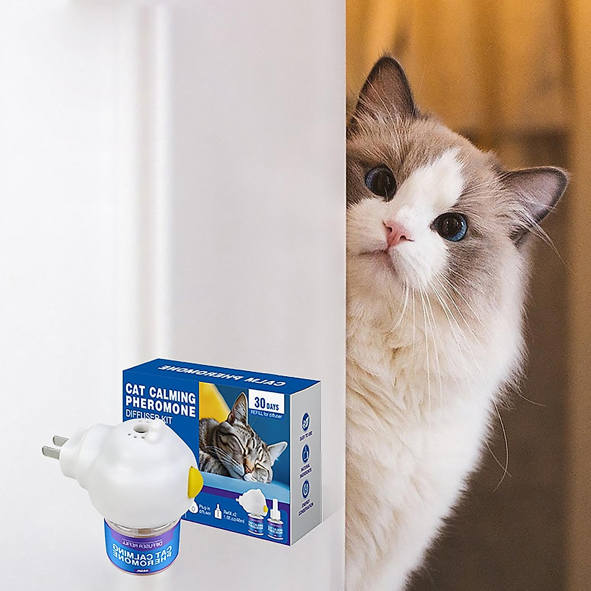 Cat Calming Diffuser - Cat Pheromone Diffuser, Natural Feline Calm Pheromones | Long Lasting Reduces Stress and anxietyy Cat Plug in Calm Diffuser, Anti anxietyy Cat Sedative Diffuser for Serenity