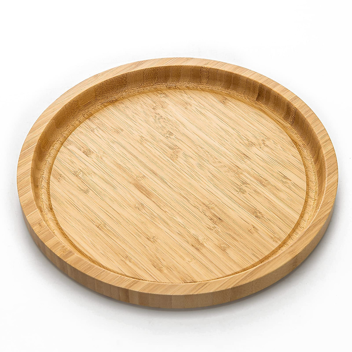 Dranixly Serving Tray, Round Bamboo Tray Beautiful Round Decorative Wood Tray for Kitchen Dining Room Coffee Table, Suitable for Storage and Display (9.8 inch)