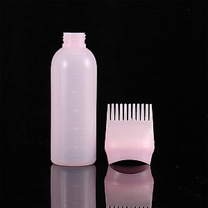 2PCS Root Comb Applicator Bottle, Empty Bottle Styling Tool Dyeing Shampoo Bottle, Hair Dye Applicator Brush Bottles Dyeing Shampoo Bottle (Purple&Pink)