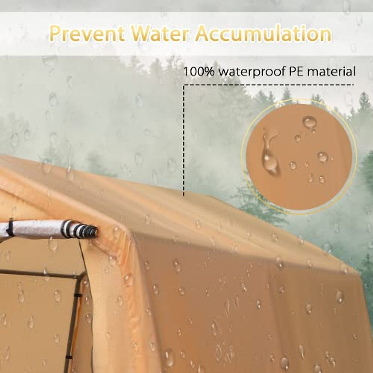 MELLCOM 10x10 ft Outdoor Storage Shelter - Heavy Duty Portable Garage, Tool Shed, Carport - Ideal for Bikes, Motorcycles, and Outdoor Tools - Beige