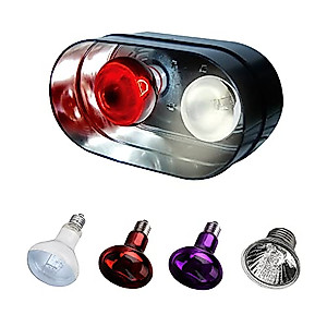 MCLANZOO Dual Reptile Light Fixture Deep Dome,UV Lamp Fixture for Reptiles Terrarium with Two Independent Switches Heat Lighting Lamp Kit.