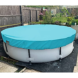 Patio Round Winter Pool Cover 11' Ft for 8' Above Ground Pools Cover Waterproof for Swimming Pool Safety Cover Tarp with Wire Rope Edging Winch Included Turquoise Green