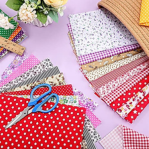 100 Pcs Cotton Fabric Square Patchwork Fabrics Craft Fabric Scraps Cotton Quilting Fat Flower Animals Cartoon Fabric Bundles Patchwork for Kids DIY Craft Sewing Cloths (10 Inch)