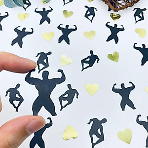 100 Pcs Male Dancers Glitter Table Confetti, Bachelorette Party Confetti Black and Gold Glitter Fiesta Confetti Bridal Shower Decor for Girls Night Out Pole Dance Party Confetti Decoration Supplies