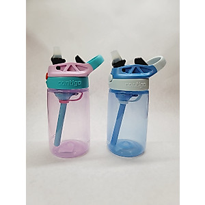 Contigo Kids Autospout Water Bottle, 2 Pack - Plastic, 14oz - Leak and Spill Proof Bottles, Ideal for Travel and Activities, Easy-Clean - Cotton Candy/Grape Sorbet