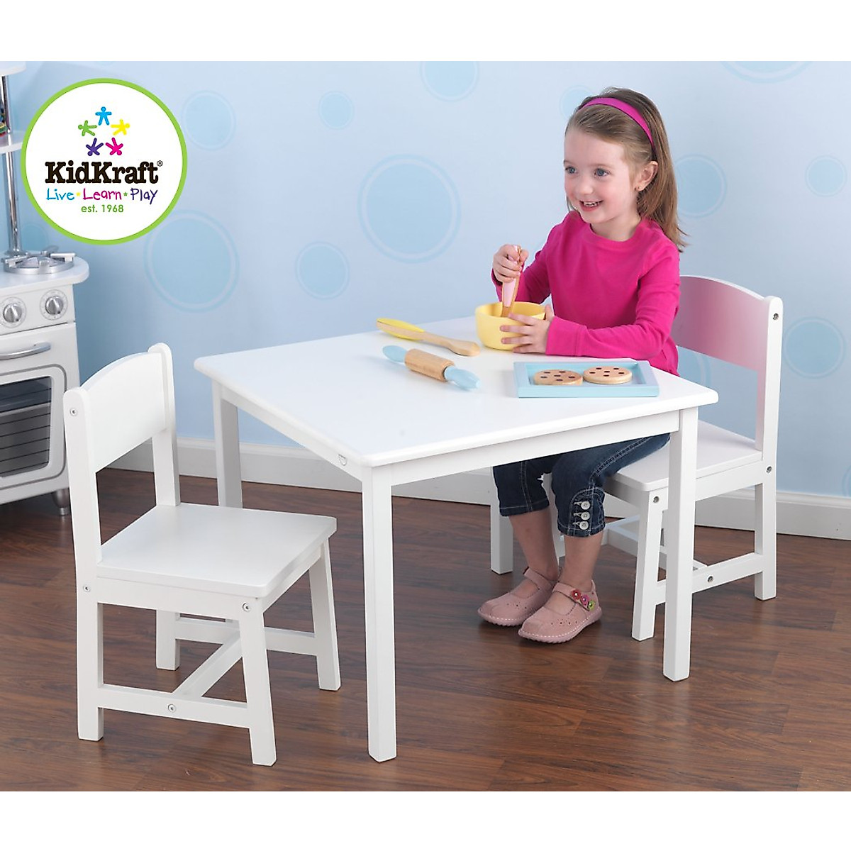 KidKraft Wooden Aspen Table & 2 Chair Set, Children's Furniture, White